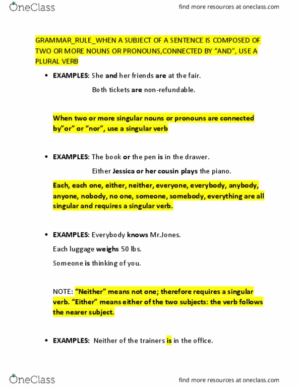 ENG 101 : GRAMMAR_RULE_WHEN A SUBJECT OF A SENTENCE IS COMPOSED OF TWO ...