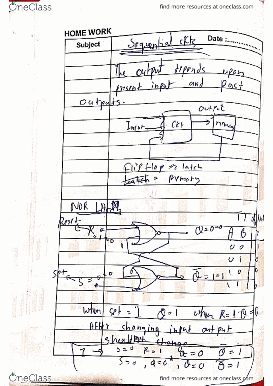 Lecture Digitallogicsequentialcircuitsnotesbtech Oneclass 0577