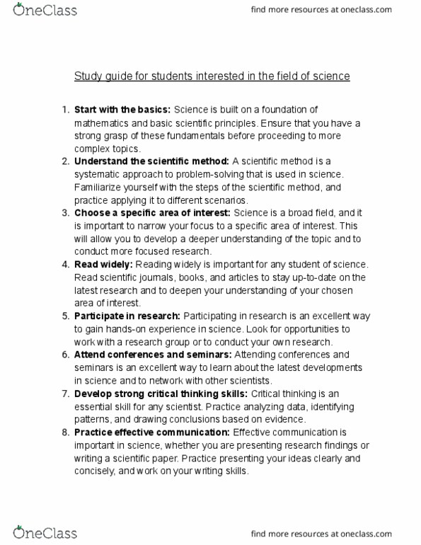 SCIENCEGUIDE Study Guide - Spring 2022, midterm - Scientific Method ...