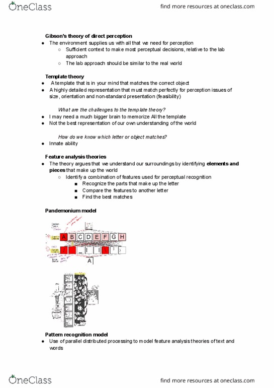 PSYB57H3 Lecture Notes - Spring 2023, - Connectionism, Pattern ...