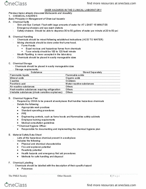 MLS Study Guide - Summer 2023, quiz - Safety Data Sheet, Fume Hood ...