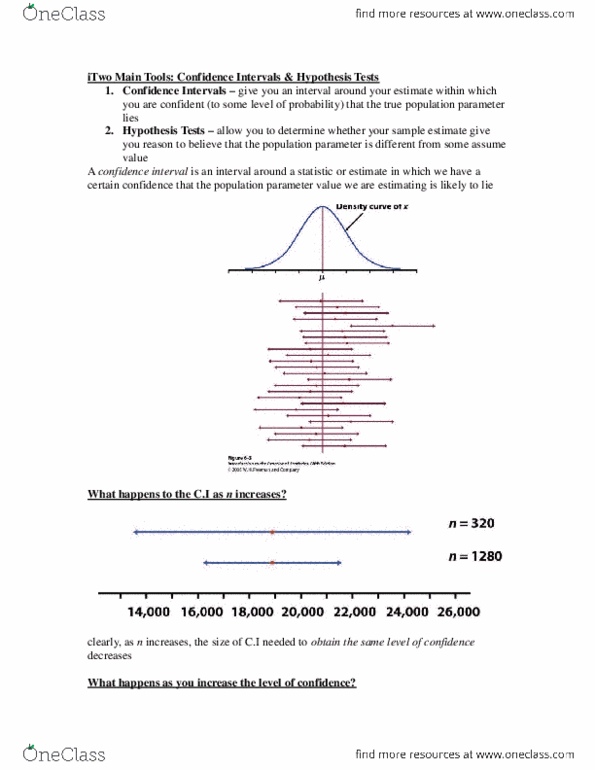 ADM 2304 Study Guide - Spring 2014, Midterm - Mase, Statistical ...