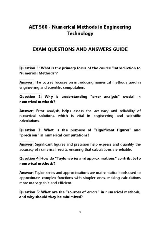 AET 560 Final: Midterm: AET 560 Numerical Methods in Engineering ...