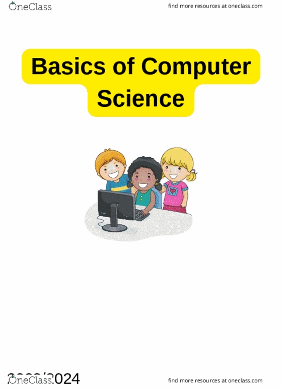 Basics of Computer Science - OneClass