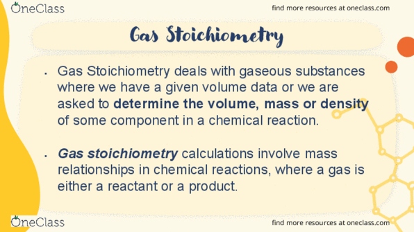 : Chemistry Gas Stoichiometry and The Kinetic Molecular Theory Lecture ...
