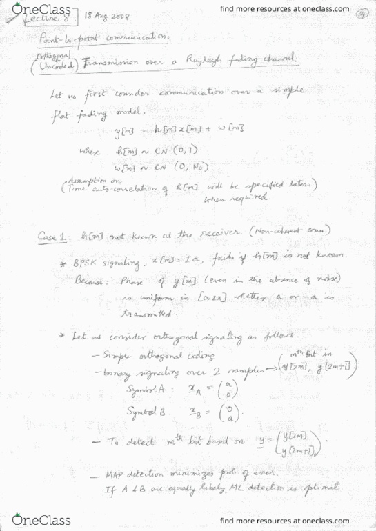 MTE-01 Lecture 8: Lecture 8-10(WIRELESS COMMUNICATION NOTES) - OneClass
