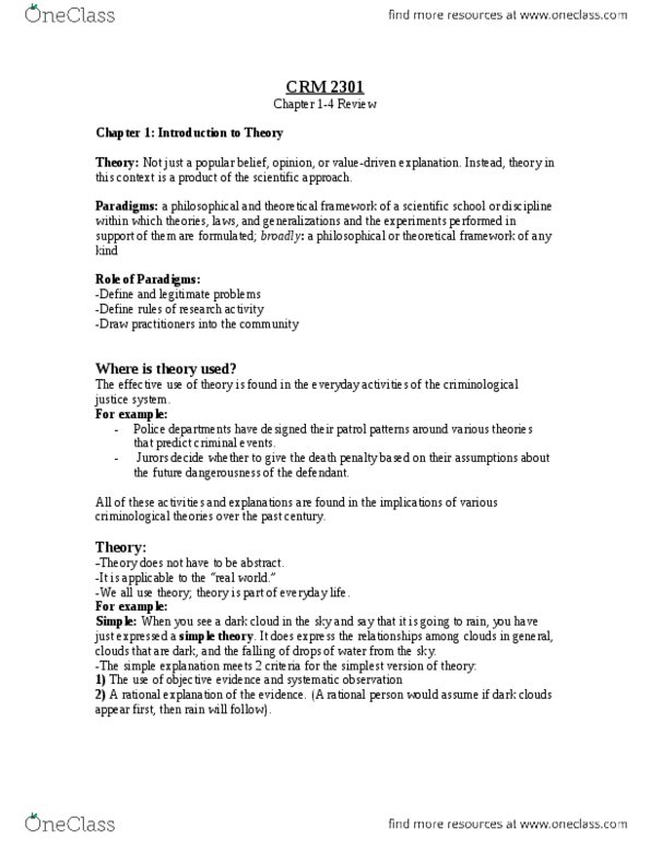 Crm 2301 Midterm Crm 2301 Review Midterm 1doc Oneclass