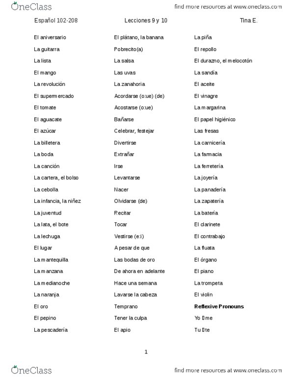 SPAN 102 Study Guide - Spring 2014, - Local Access And Transport Area ...