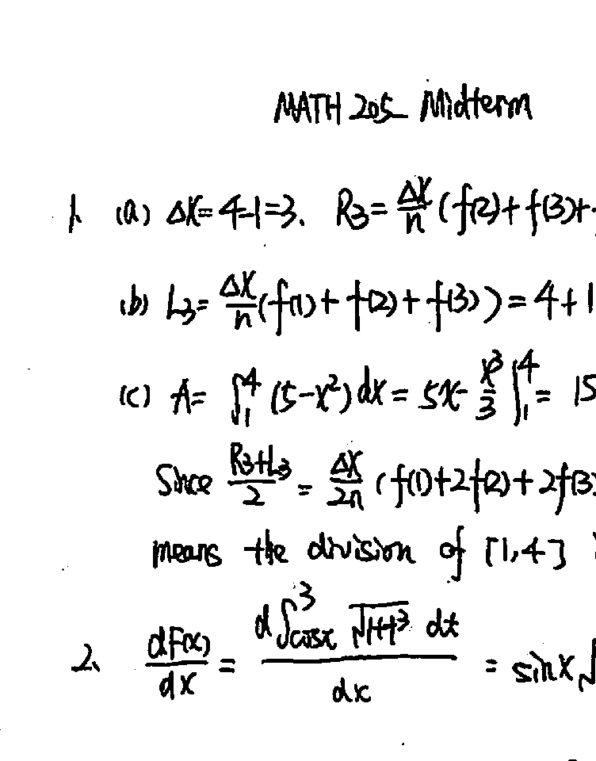 Math205 Midterm Oneclass