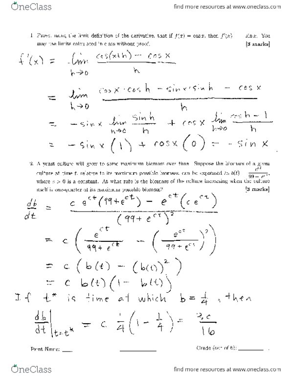 Calculus 1000ab Quiz Calculus 1000 Assignment 2 Solutionpdf Oneclass