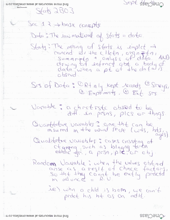 Stats 2b03 Final Stats 2b03 Lecture Notes Fullpdf Oneclass