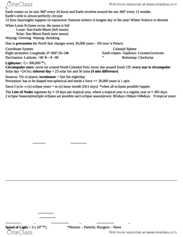 ASTR 101 Study Guide - Fall 2011, - Celestial Pole, Lyman Series ... ASTR 101 Study Guide - Fall 2011, - Celestial Pole, Lyman Series ...