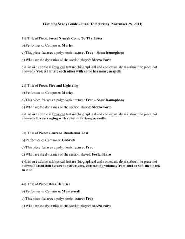 MUS 101 Final: This is the final exam listening guide. Based on Jeremy ...