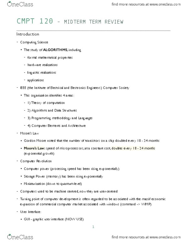 CMPT 120 Study Guide - Summer 2014, Midterm - Switching Circuit Theory ... CMPT 120 Study Guide - Summer 2014, Midterm - Switching Circuit Theory ...