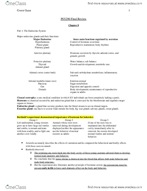 PSY290H5 Study Guide - Fall 2014, Final - Inah 3, Zygote, Autoradiograph