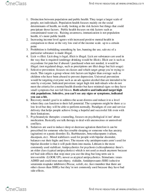 HSCI 214 Study Guide - Fall 2014, Final - Fluoxetine, Selective ... HSCI 214 Study Guide - Fall 2014, Final - Fluoxetine, Selective ...
