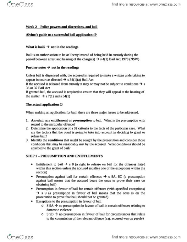 LAWS1014 : presentation for tutorial (all the notes you need) - OneClass