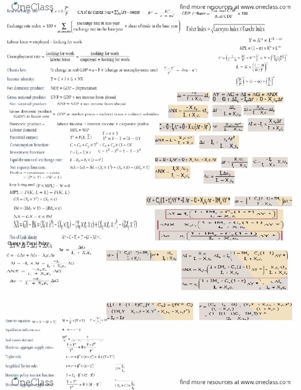 Ecn 301 Midterm Cribsheet Oneclass