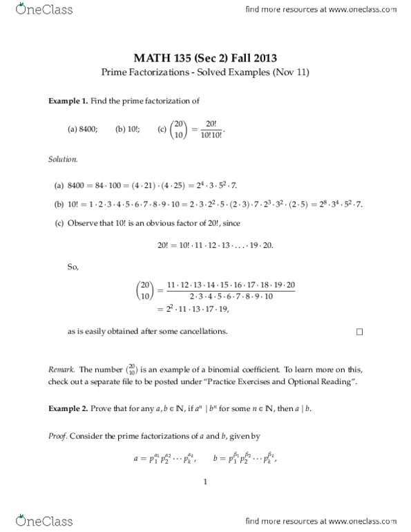MATH135 Study Guide - Fall 2013, Quiz - Coprime Integers