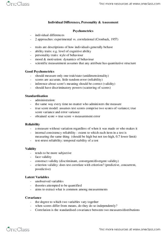 PSYCHOL 3022 : Individual Differences, Personality and Assessment ...