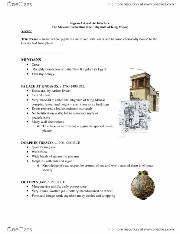ARTH 1955 Study Guide - Fall 2015, Quiz - Minos, Minoan Civilization ...