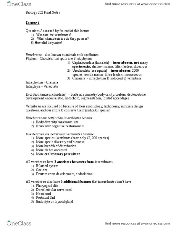 Biol 201 Midterm Bio202 Oneclass