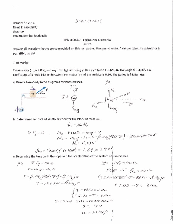 PHYS 1800 Study Guide - Fall 2015, Midterm - Friction, Angular ... PHYS 1800 Study Guide - Fall 2015, Midterm - Friction, Angular ...