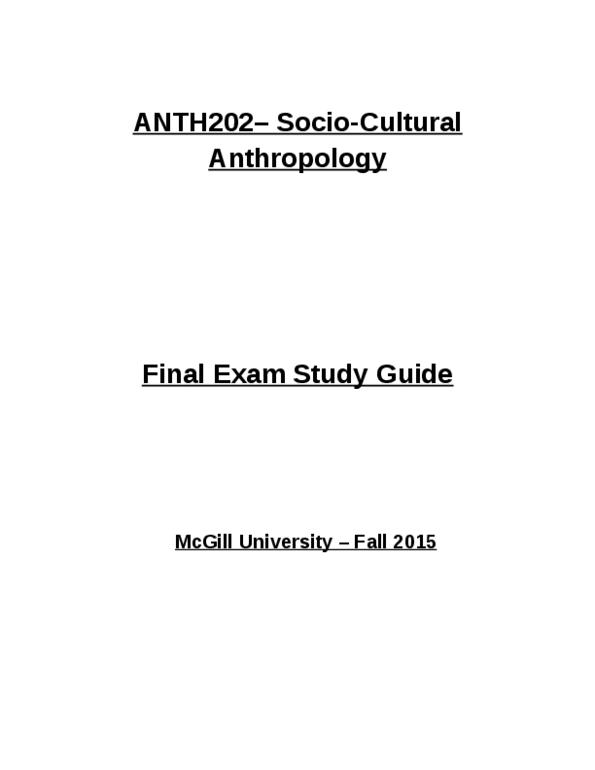 ANTH 202 Final: Complete and Comprehensive 58 Page Final Exam Study ... ANTH 202 Final: Complete and Comprehensive 58 Page Final Exam Study ...