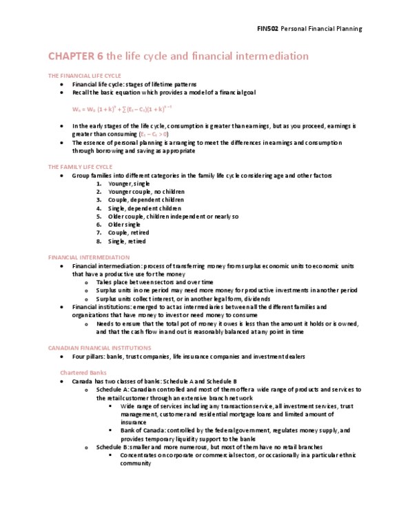 FIN 502 : CHAPTER 6 the life cycle and financial intermediation.docx ...