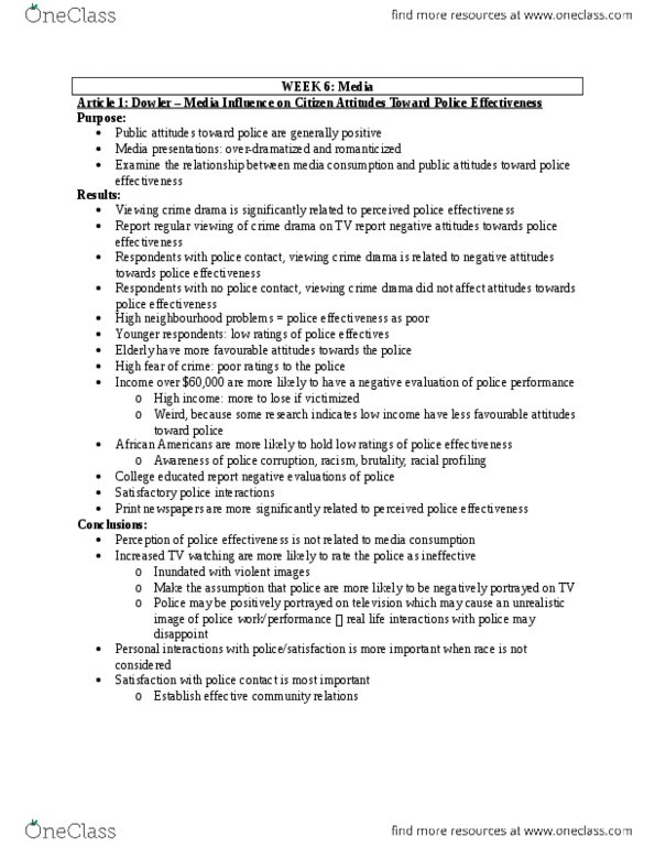 SOC 3750 Study Guide - Fall 2015, Final - Police Misconduct, Police ...