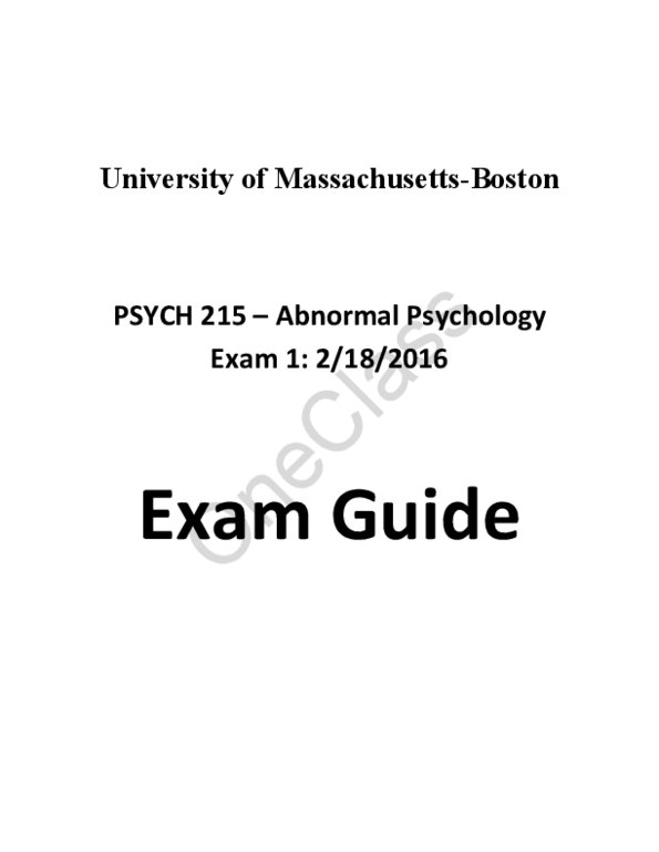 PSYCH 215 Study Guide - Spring 2016, Midterm - Josef Breuer, Dorothea ... PSYCH 215 Study Guide - Spring 2016, Midterm - Josef Breuer, Dorothea ...