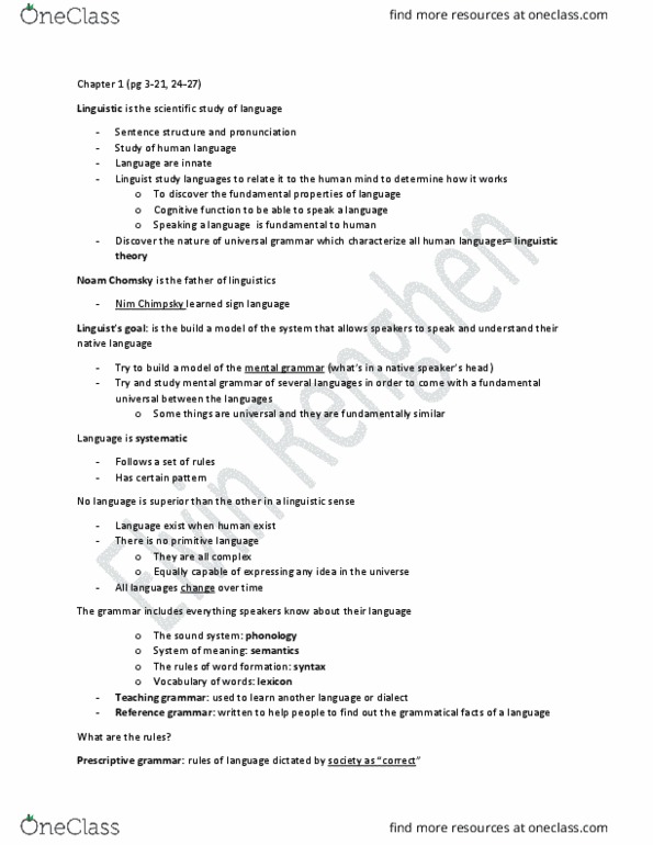 LINA01H3 Final: Linguistic A01 Complete notes - OneClass