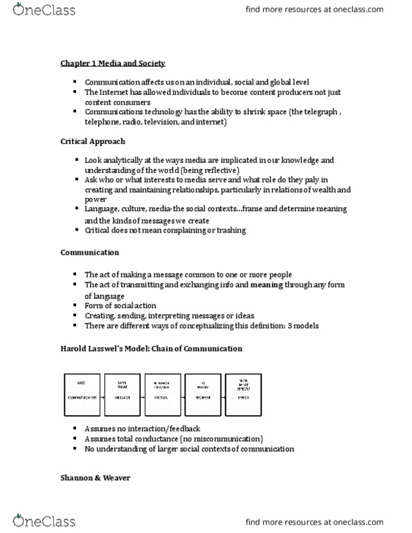 CMST 1A03 Final: Collection of Notes (All Notes in One Document) - OneClass