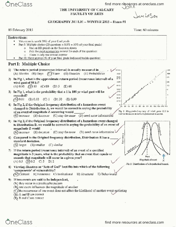 GEOG 311 Midterm: GEO311_L01_Winter 2015_Exam1 - OneClass GEOG 311 Midterm: GEO311_L01_Winter 2015_Exam1 - OneClass