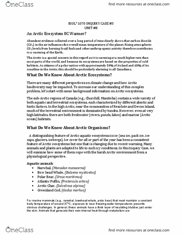 BIOL 1070 Study Guide - Fall 2015, Final - Unit, Lichen, Midnight Sun