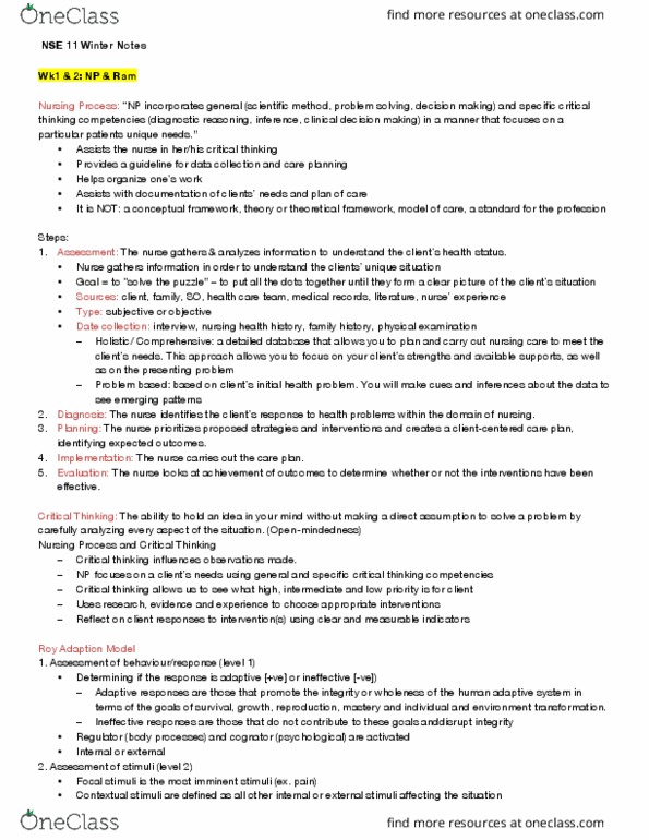 NSE 11A/B Study Guide - Fall 2015, Final - Nursing Diagnosis, Cognitive ... NSE 11A/B Study Guide - Fall 2015, Final - Nursing Diagnosis, Cognitive ...