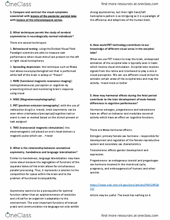 PSYC 2307 Study Guide - Winter 2016, Final - Functional Magnetic ... PSYC 2307 Study Guide - Winter 2016, Final - Functional Magnetic ...