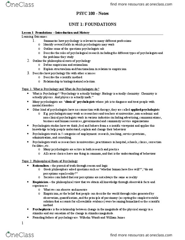 PSYC 100 Midterm: PSYC100 - Fall Study Guide Complete With Question ... PSYC 100 Midterm: PSYC100 - Fall Study Guide Complete With Question ...
