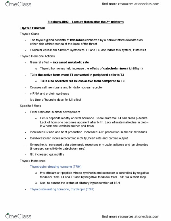 BIOCHEM 3H03 Study Guide - Winter 2016, Final - Liver Disease, Trachea ...
