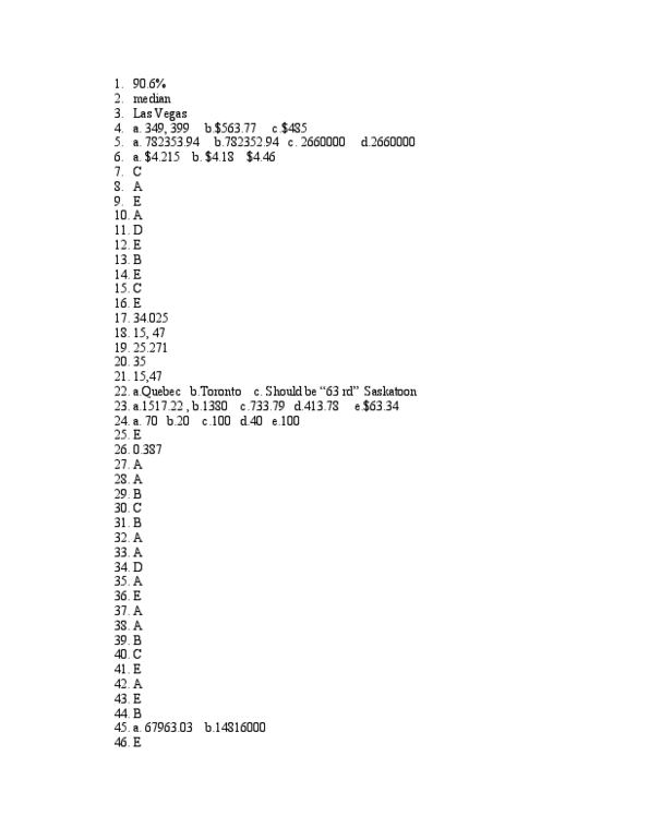 QMS 102 Study Guide - Fall 2012, Midterm - European Route E47
