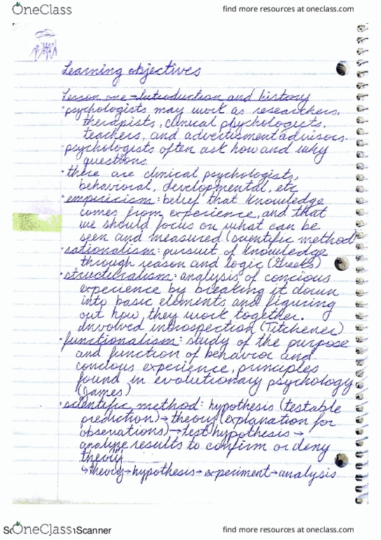 PSYC 100 Midterm: Midterm learning objectives - OneClass PSYC 100 Midterm: Midterm learning objectives - OneClass